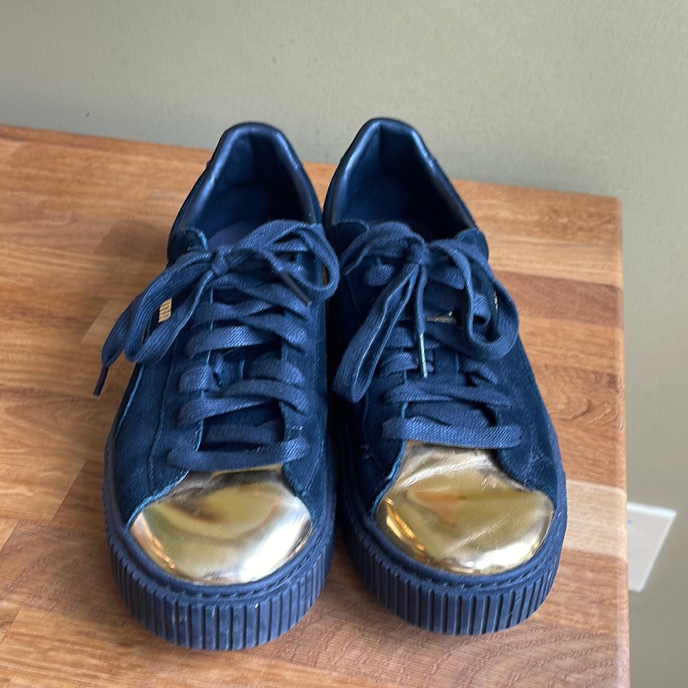 Puma Suede Black Gold Platform Sneakers - Gem